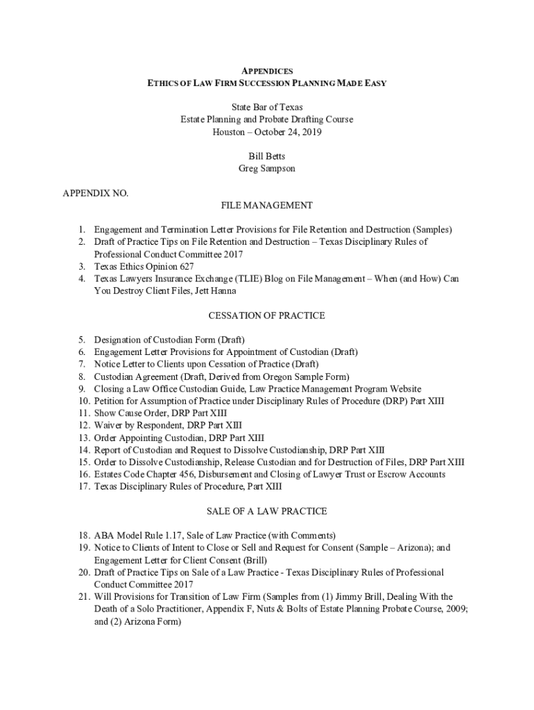Fillable Online State Bar of Texas Estate Planning and Probate Drafting ...
