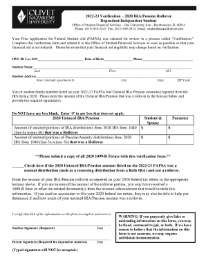 Fillable Online financial aid form verification v1 - independent status ...