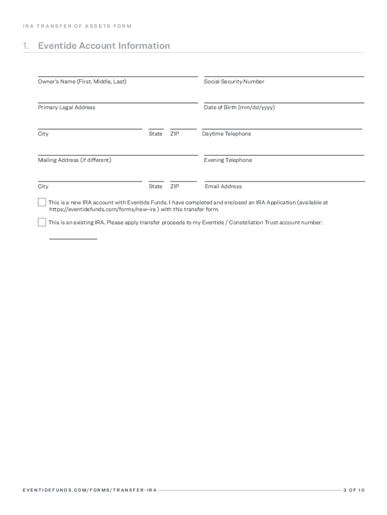 Fillable Online IRA Asset Transfer Form (three forms) Fax Email Print ...