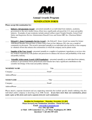 Fillable Online Annual Awards Program NOMINATION FORM Fax Email Print ...