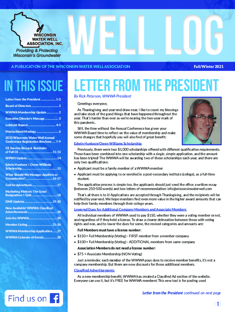 Fillable Online Wisconsin Water Well Association - This message brings ...