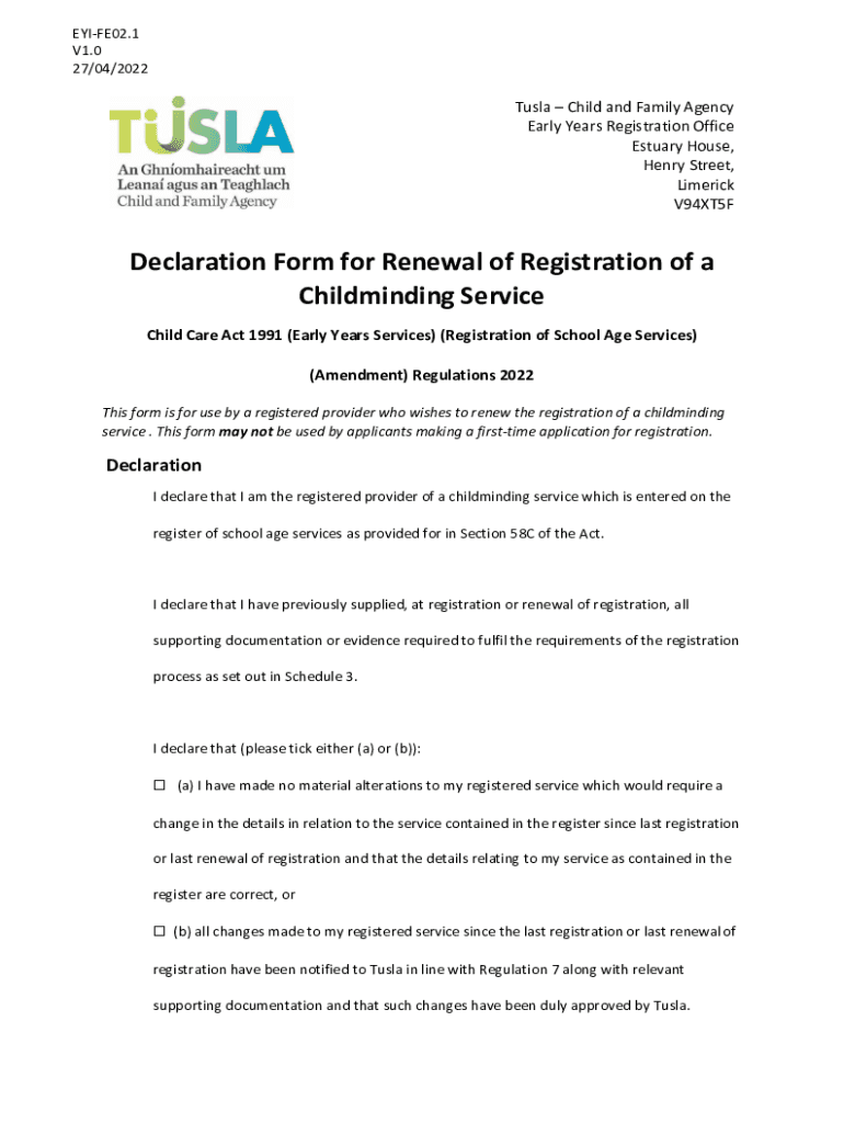 Fillable Online Declaration Form for Renewal of Registration of a ... Fax Email Print - pdfFiller