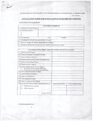 Fillable Online cse buet ac Application Form For Equivalence Of ...