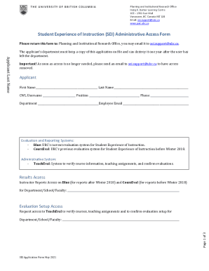Fillable Online SEI-Administrative-Access-Form-May-2021. ... Fax Email ...