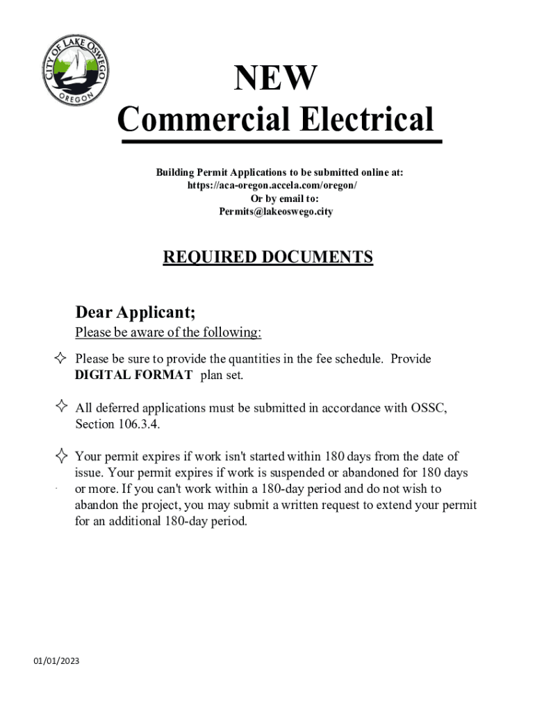 Fillable Online Commercial Electrical Application Packet - City of Lake Oswego Fax Email Print ...