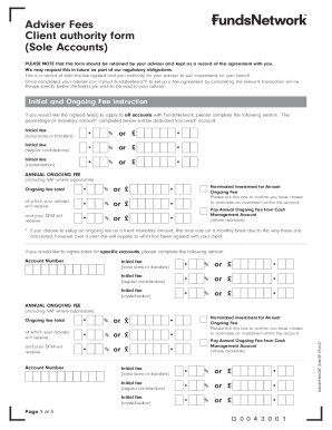 Fillable Online Adviser Fees Client authority form (Sole Accounts) Fax ...