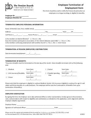 Fillable Online Employee Termination of Employment Form Fax Email Print ...