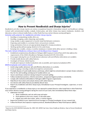 Fillable Online How to Prevent Needlestick and Sharps Injuries1 Fax ...