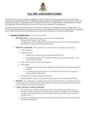 Fillable Online NAU PRE-ASSESSMENT FORM - PDF Free Download Fax Email ...