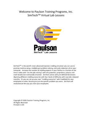 Fillable Online Welcome to Paulson Training Programs, Inc. SimTechTM Virtual Lab ... Fax Email ...