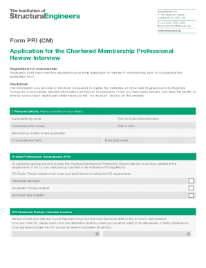 Fillable Online Form PRI (CM) Application for the Chartered Membership ...
