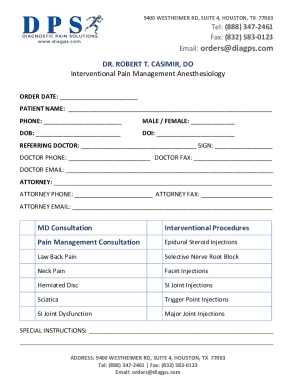 Fillable Online DPS PRACTITIONER ORDER FORM.docx Fax Email Print ...