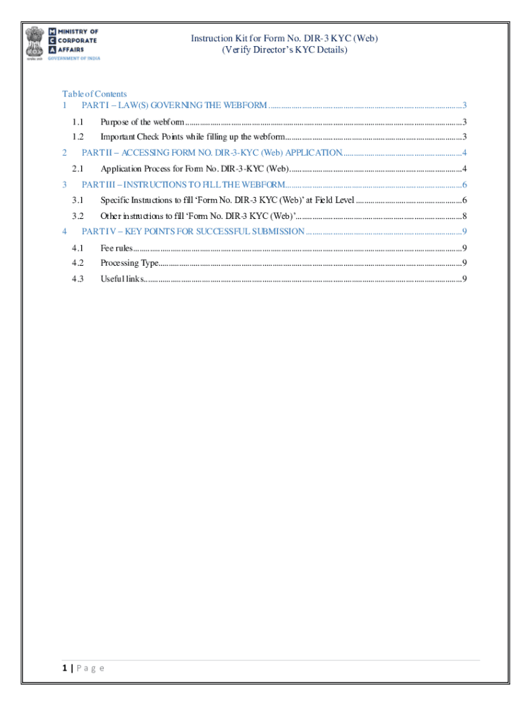 Fillable Online Form DIR-3 KYCKYC of Directors - Application Procedure ...