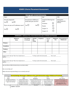 Fillable Online ASAM Criteria & Levels of Care in Addiction Treatment ...