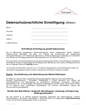 Fillable Online Die Einwilligung nach der Datenschutz-Grundverordnung Fax Email Print - pdfFiller