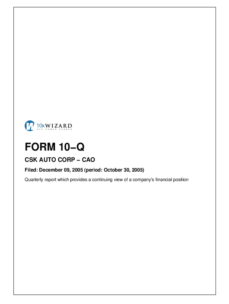 Fillable Online media corporate-ir FORM 10Q - CSK AUTO CORP Fax Email Print - pdfFiller