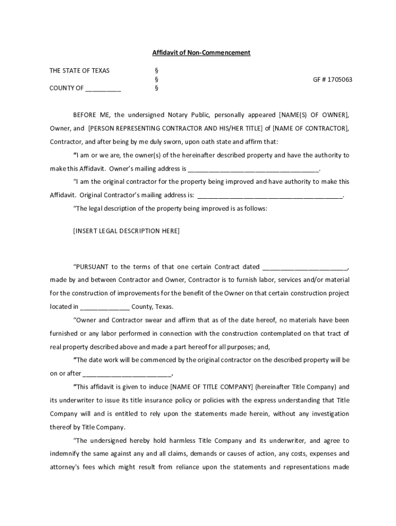 Fillable Online Texas Affidavit of Commencement FAQs, Guide, Forms, & ... Fax Email Print ...