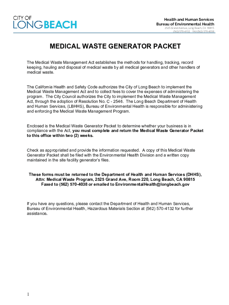 Long Beach Medical Waste Disposal - Fill Online, Printable, Fillable ...