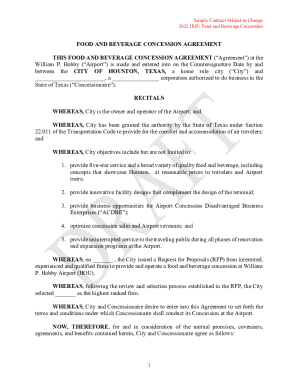 Fillable Online Food and Beverage Concession Agreement Fax Email Print ...