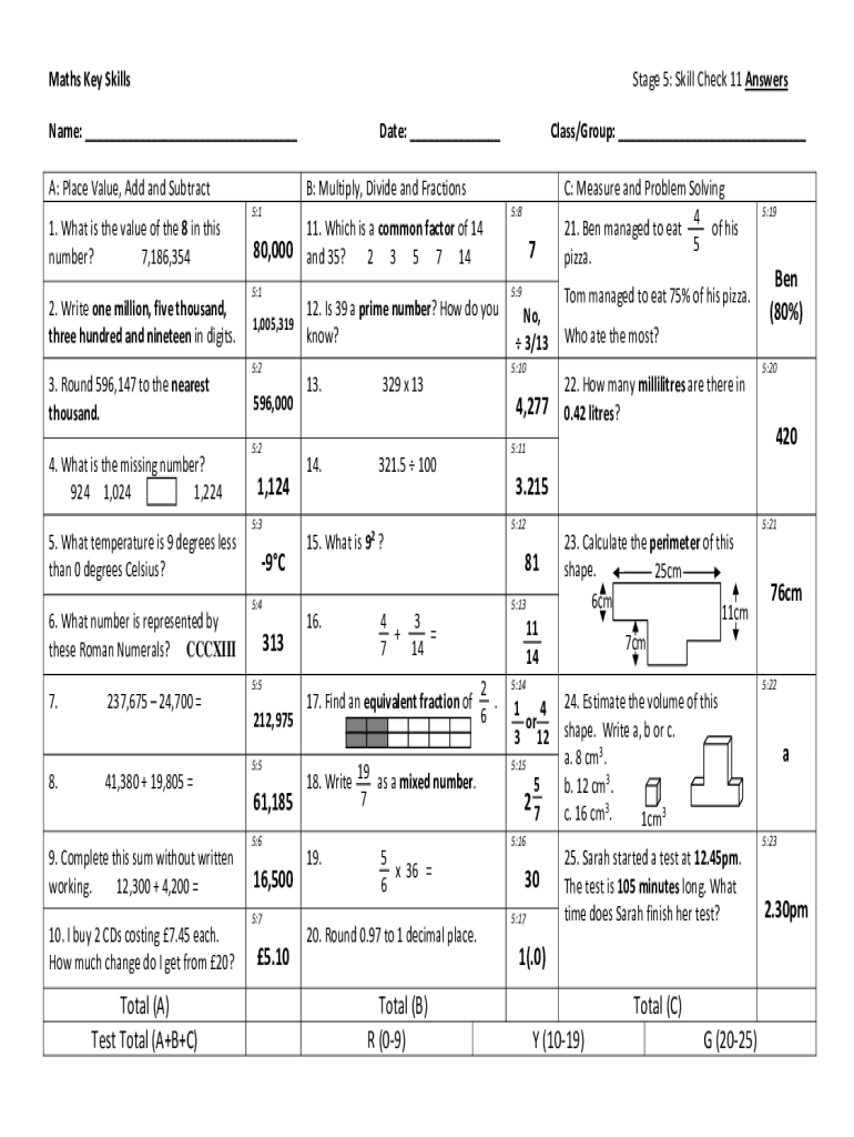 Fillable Online Fillable Online Stage 5 Check 12 Answers Fax Email ...