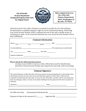 Fillable Online Unclaimed Property Claim Form- Original Owner. ... Fax ...