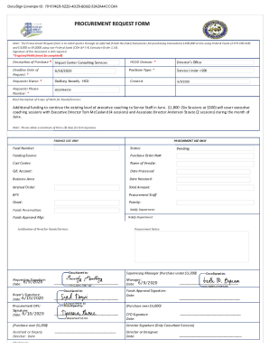 Fillable Online PROCUREMENT REQUEST FORM Fax Email Print - pdfFiller