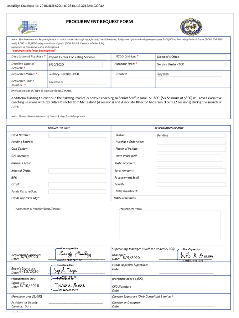 Fillable Online PROCUREMENT REQUEST FORM Fax Email Print - pdfFiller