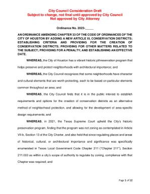 Fillable Online City Council Consideration Draft Subject to change, not ...