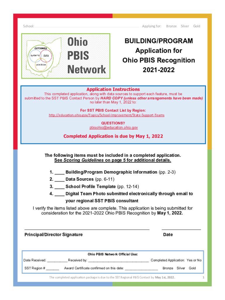 Fillable Online PBIS Recognition and ShowcaseOhio Department of ... Fax ...