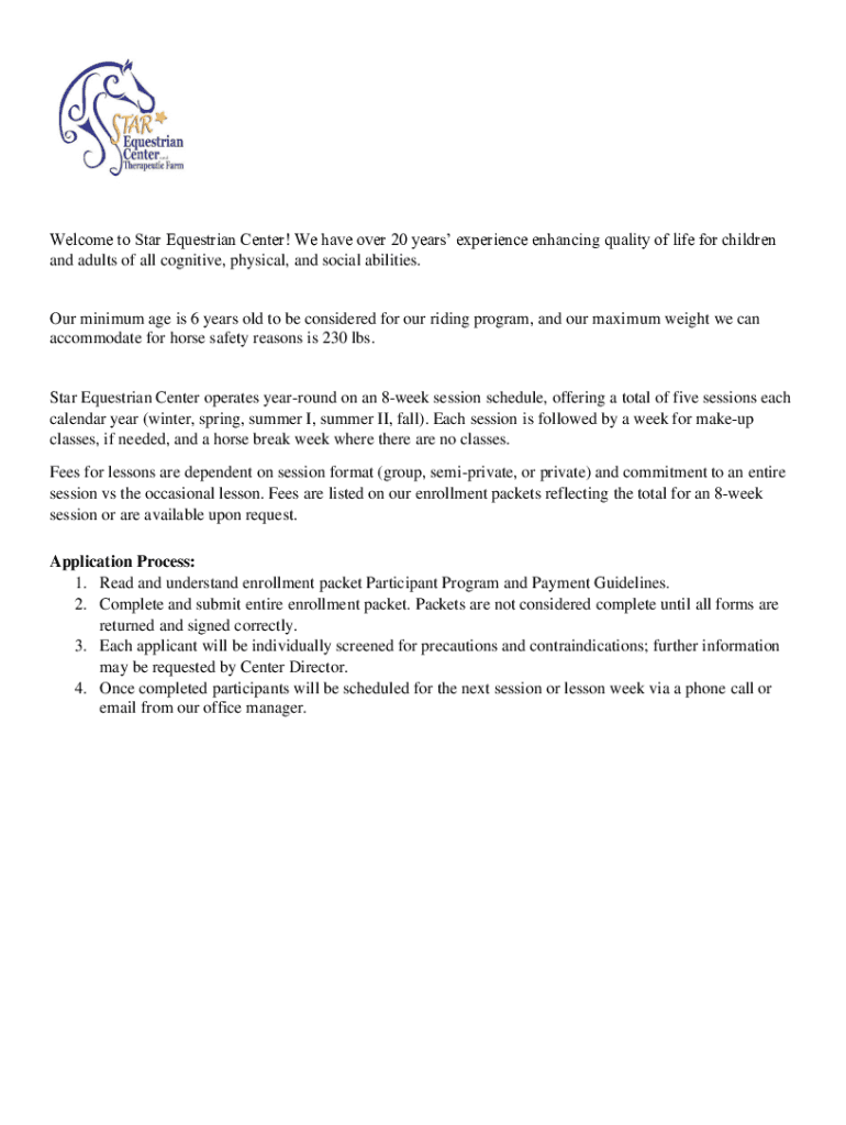 Fillable Online Sprout Therapeutic Riding and Education Center Fax ...