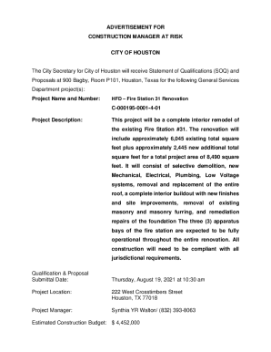 Fillable Online Request for Qualifications (RFQ) for Construction Manager- ... Fax Email Print ...