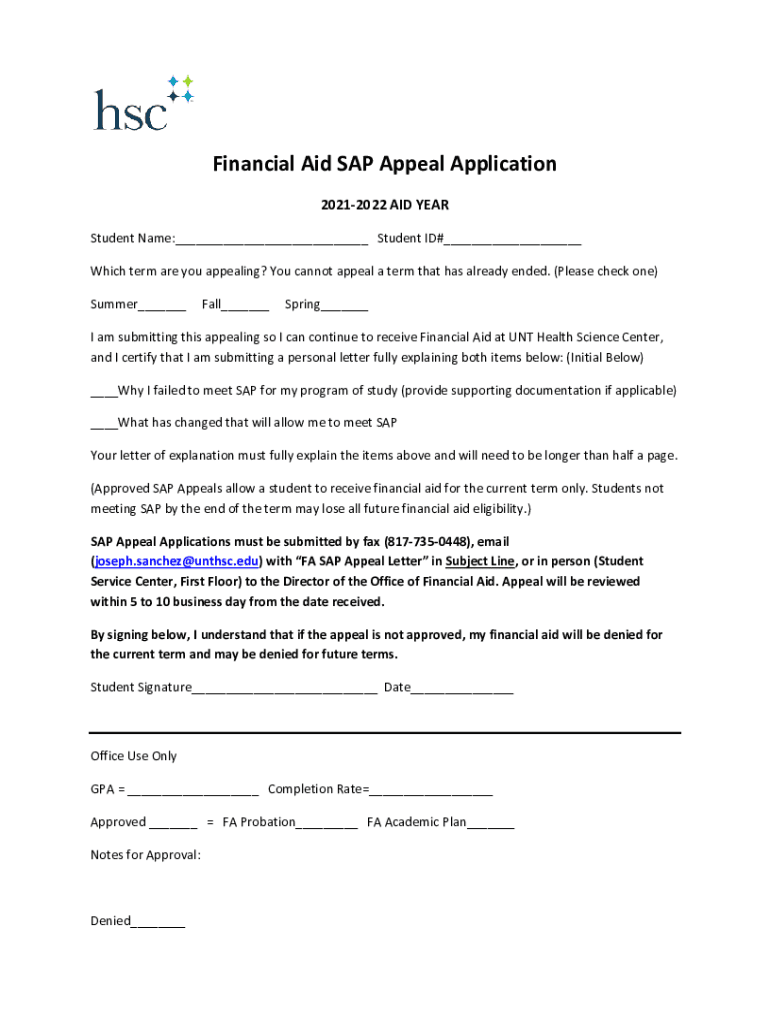 Fillable Online 2021-2022 Spring 2022 Financial Aid Appeal Form Fax ...