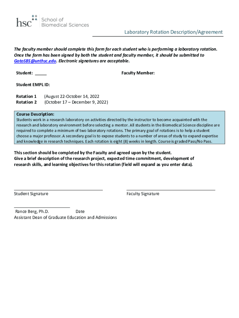 Fillable Online Lab rotations - Department of Biological Sciences Fax ...