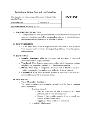 Fillable Online 055 Guidelines for Compounding and Secondary Container ...
