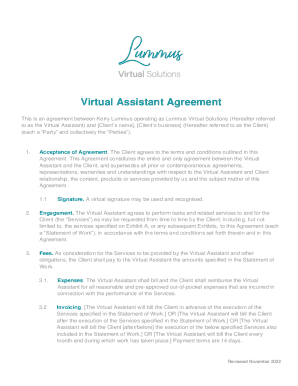 Fillable Online Virtual Assistant Agreement Fax Email Print - pdfFiller