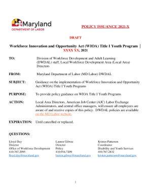 Fillable Online Workforce Innovation and Opportunity Act (WIOA) Title I Youth ... Fax Email ...