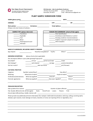 Fillable Online PLANT SAMPLE SUBMISSION FORM Fax Email Print - pdfFiller