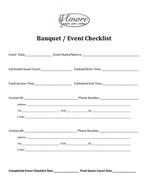 Fillable Online Banquet / Event Checklist Fax Email Print - pdfFiller
