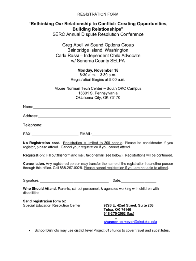 Fillable Online Rethinking Our Relationship to Conflict: Creating Opportunities, Fax Email Print ...