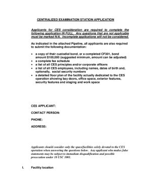 Fillable Online Application To Establish a Centralized Examination ...