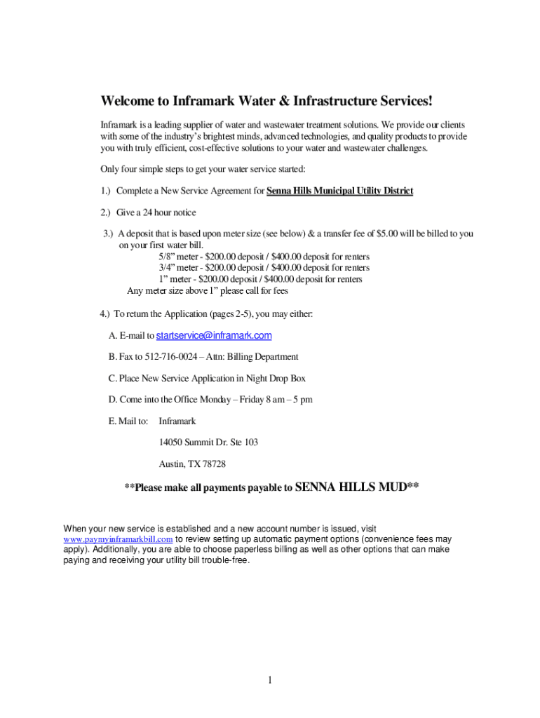 Fillable Online Inframark is a leading supplier of water and wastewater ...