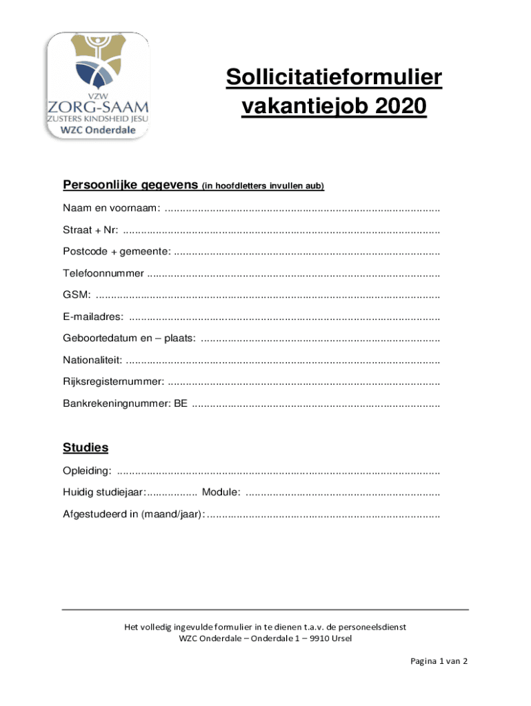 Invulbaar Online Persoonlijke gegevens (in hoofdletters invullen aub ...