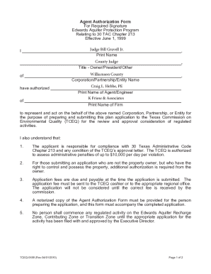 Fillable Online Agent Authorization Form For Required Signature Edwards ...