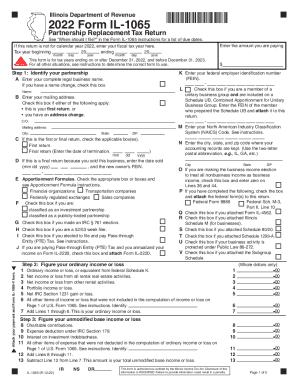 Fillable Online Illinois Form IL-1065 (Partnership Replacement Tax ...