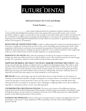 Fillable Online Informed Consent for Crown and Bridge Tooth Number Fax ...