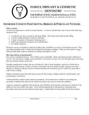 Fillable Online Informed consent for crown and bridge prosthetics Fax ...