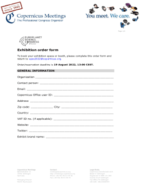 Fillable Online Exhibition booking Form Template Fax Email Print ...