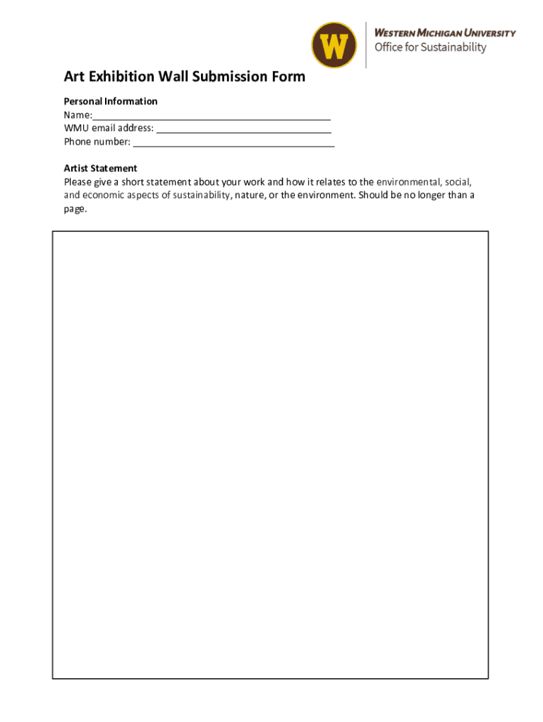 Fillable Online Art Exhibition Wall Submission Form Fax Email Print - pdfFiller