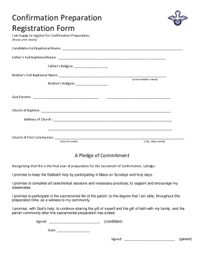 Fillable Online sacrament of confirmation registration form Fax Email ...