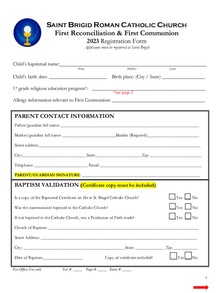 Fillable Online RCIA Children SacramentsArchdiocese of San Antonio Fax Email Print - pdfFiller